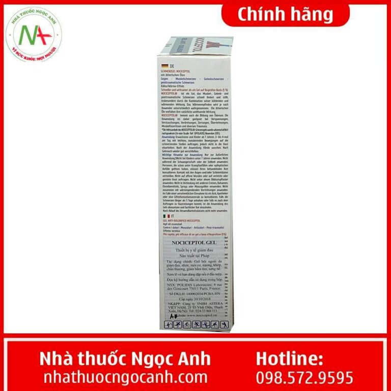 Thuốc Nociceptol 120ml gel có tác dụng gì, giá bao nhiêu, mua ở đâu?