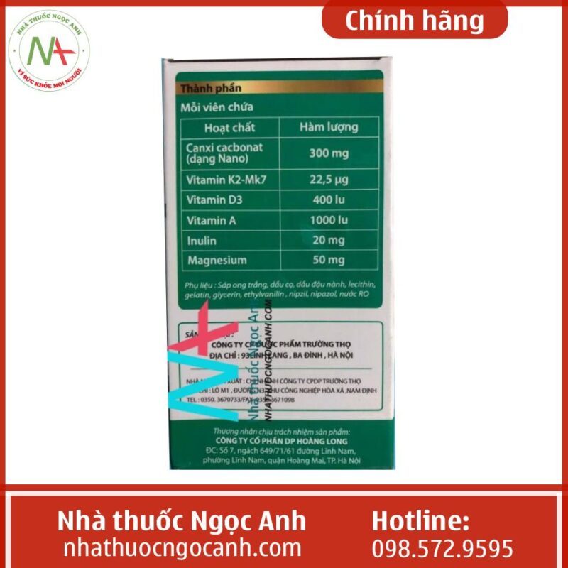 Thuốc Canxi K2 Cadimax có tác dụng gì, mua ở đâu, giá bao nhiêu?