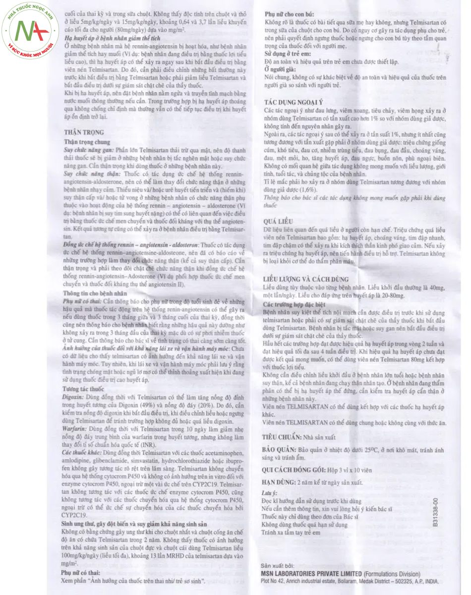 Thuốc Cilzec 40: Công dụng, liều dùng, lưu ý tác dụng phụ, giá bán