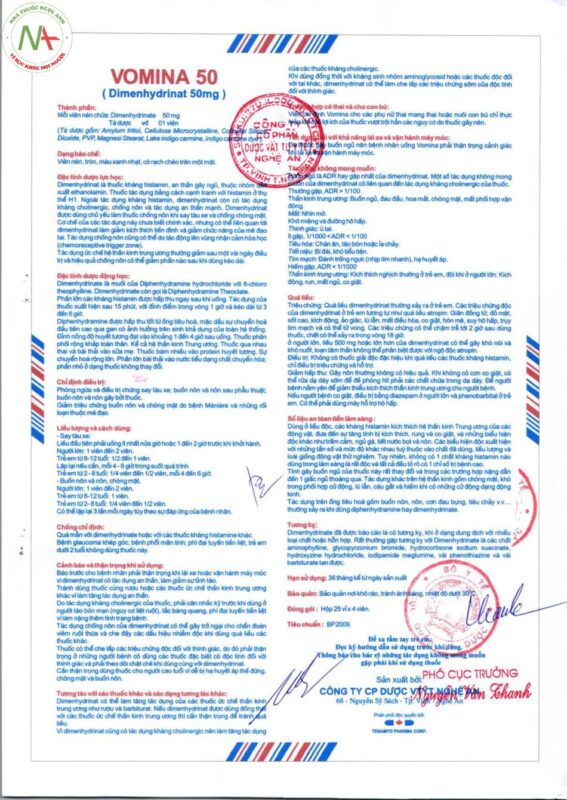 Thuốc Viomina 50: Công dụng, liều dùng, giá bán, mua ở đâu