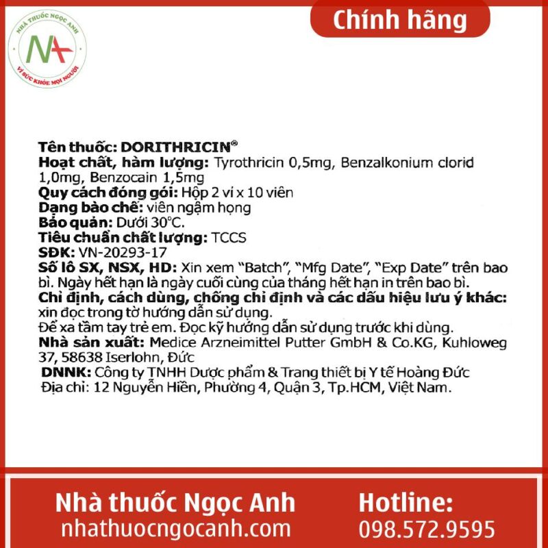Thuốc Dorithricin throat lozenges - giải pháp cho viêm họng và nhiệt miệng