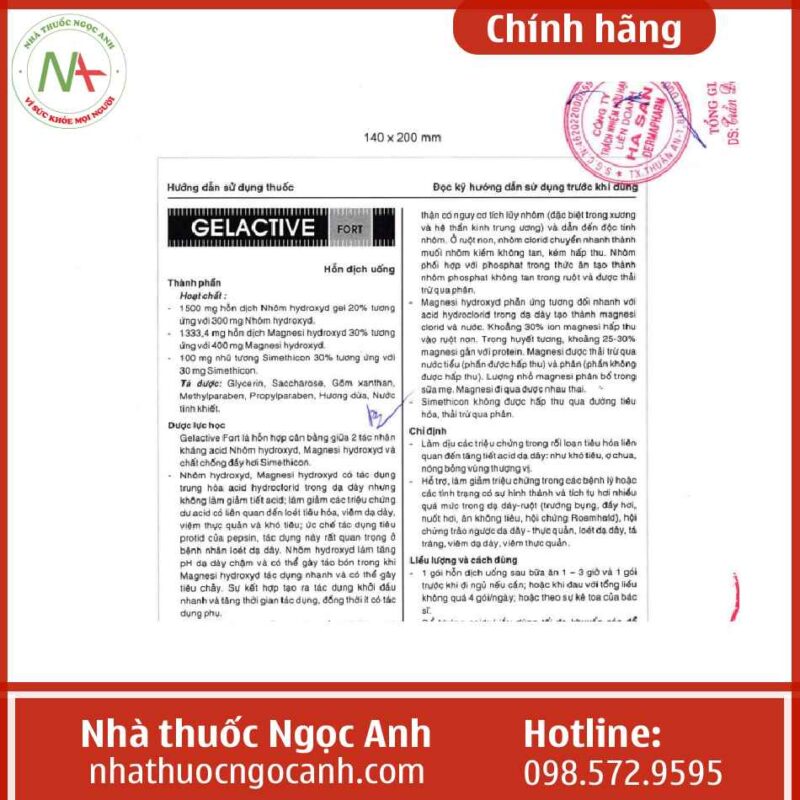 Thuốc Gelactive Fort: Công dụng, liều dùng, lưu ý tác dụng phụ?