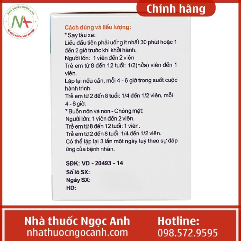 Thuốc Vomina 50 là thuốc gì, liều dùng, giá bao nhiêu, mua ở đâu?