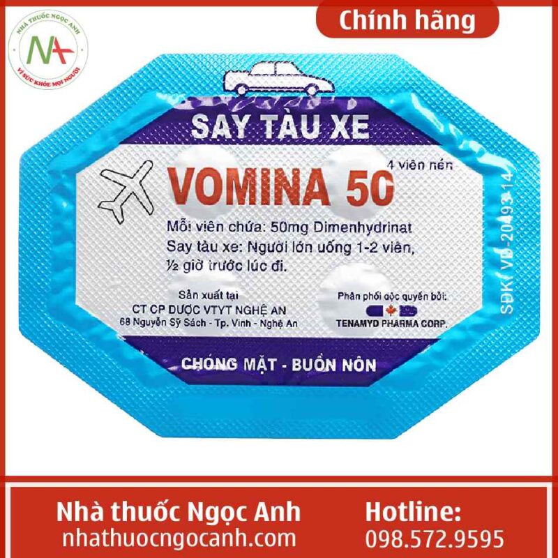 Thuốc Vomina 50 là thuốc gì, liều dùng, giá bao nhiêu, mua ở đâu?