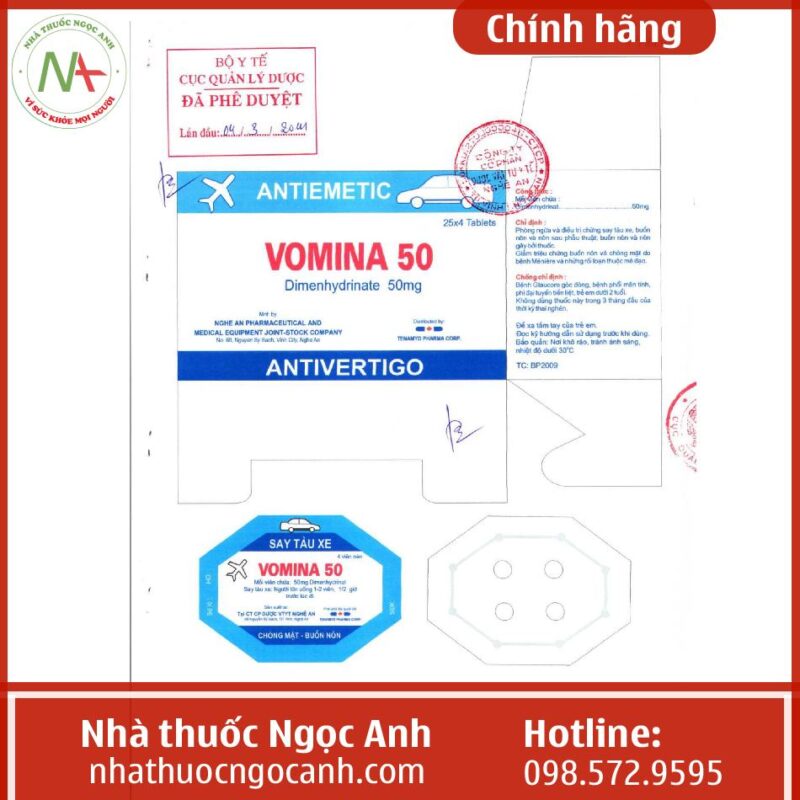 Thuốc Vomina 50 là thuốc gì, liều dùng, giá bao nhiêu, mua ở đâu?
