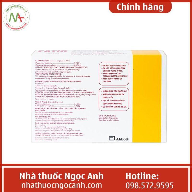 Thuốc Fatig có tác dụng gì, cách dùng, giá bao nhiêu tiền, mua ở đâu