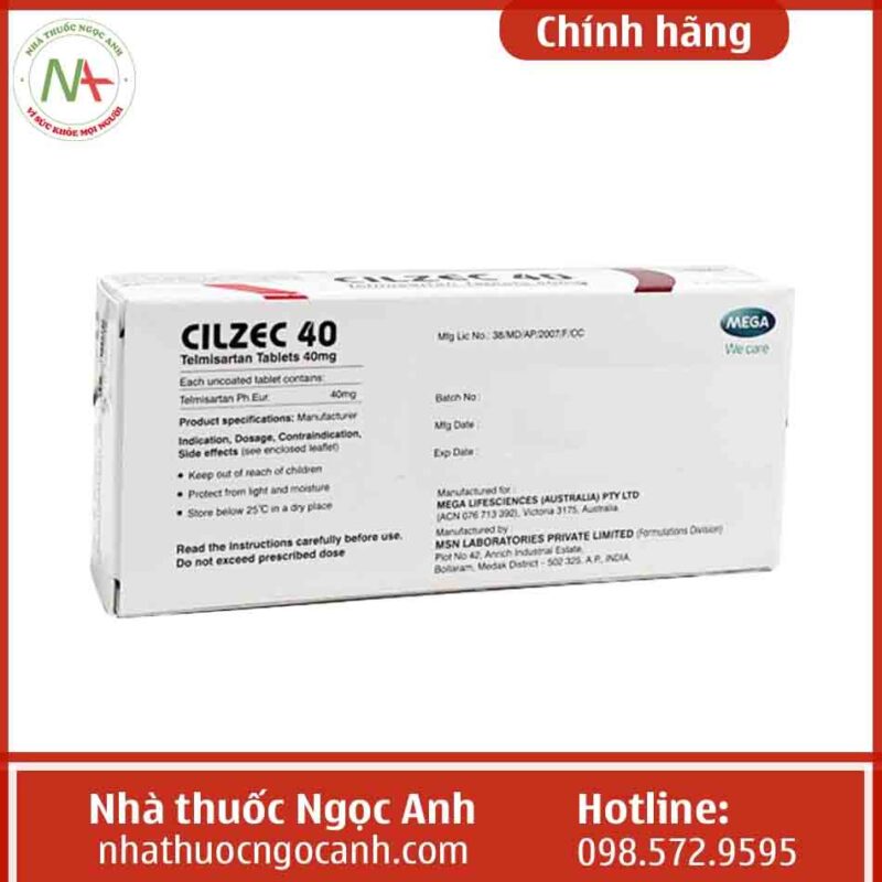 Thuốc Cilzec 40 là thuốc gì, có tác dụng gì, giá bao nhiêu, mua ở đâu