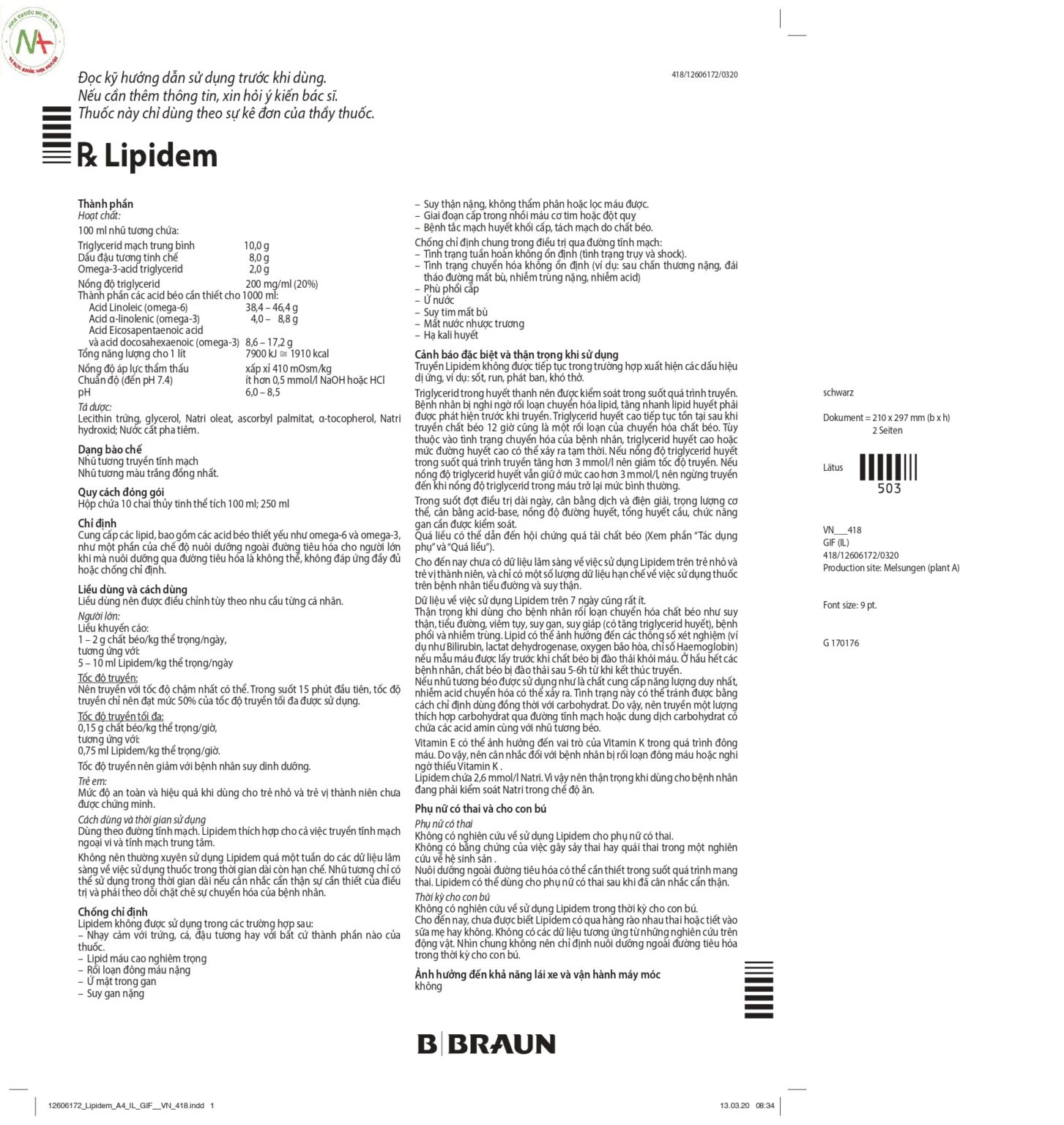 Thuốc Lipidem 20% 250ml có tác dụng gì, giá bao nhiêu, mua ở đâu