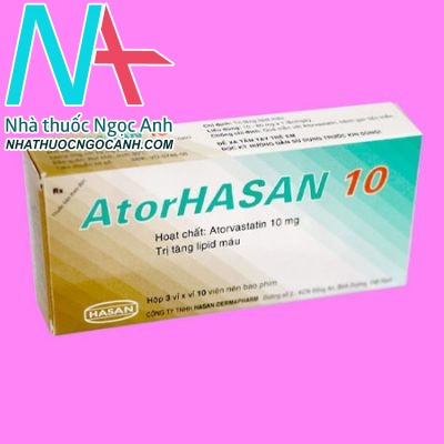 Thuốc Atorhasan 10: Công dụng, liều dùng, lưu ý tác dụng phụ, giá bán