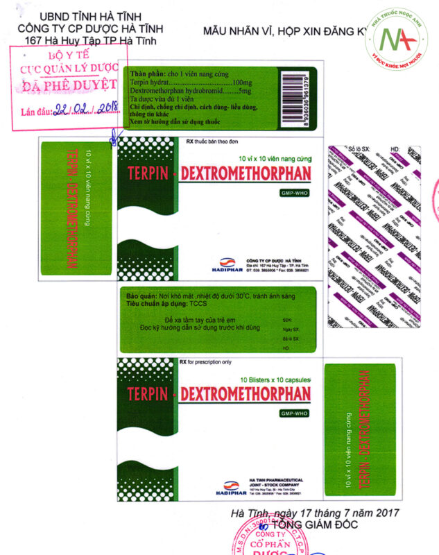 Thuốc Terpin-Dextromethorphan HADIPHAR giá bao nhiêu? Mua ở đâu