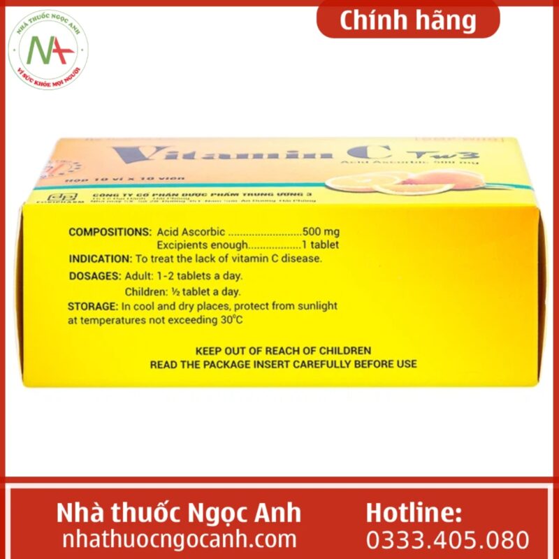 Thuốc Vitamin C TW3 có tác dụng gì, liều dùng, giá bao nhiêu, mua ở đâu?