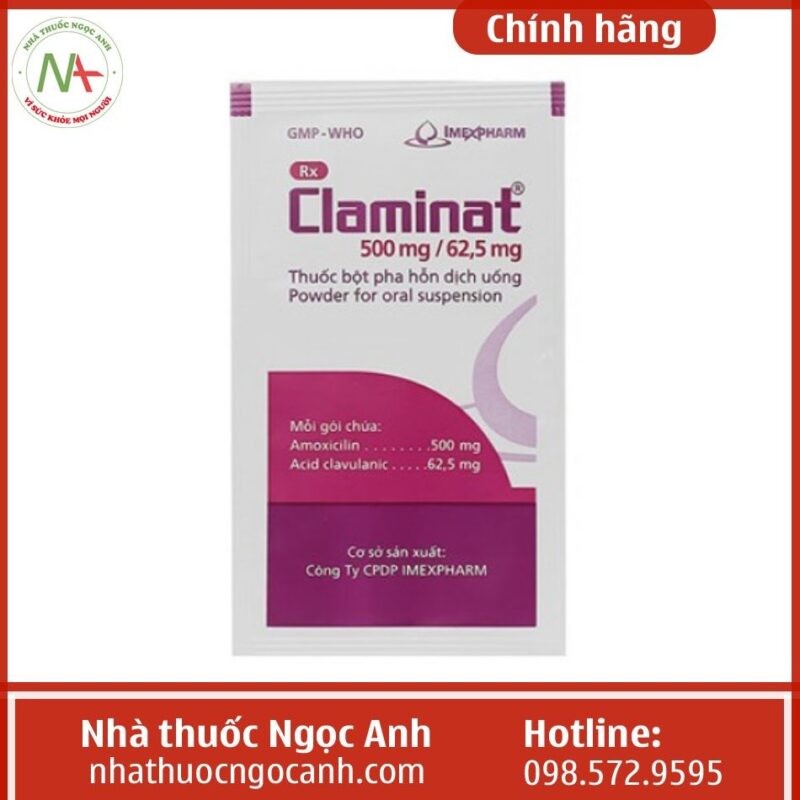 Thuốc Claminat 500mg/62,5mg: Công dụng, liều dùng, lưu ý tác dụng phụ