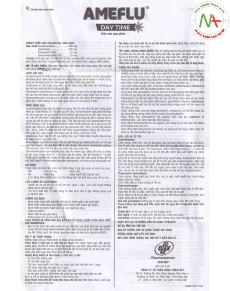 Thuốc Ameflu day time+C liều dùng, giá bao nhiêu, mua ở đâu?