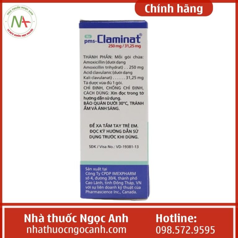 Thuốc pms-Claminat 250mg/31,25mg giá bao nhiêu, mua ở đâu?