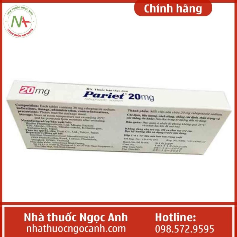 Thuốc Pariet 20mg là thuốc gì, cách sử dụng, giá bao nhiêu, mua ở đâu