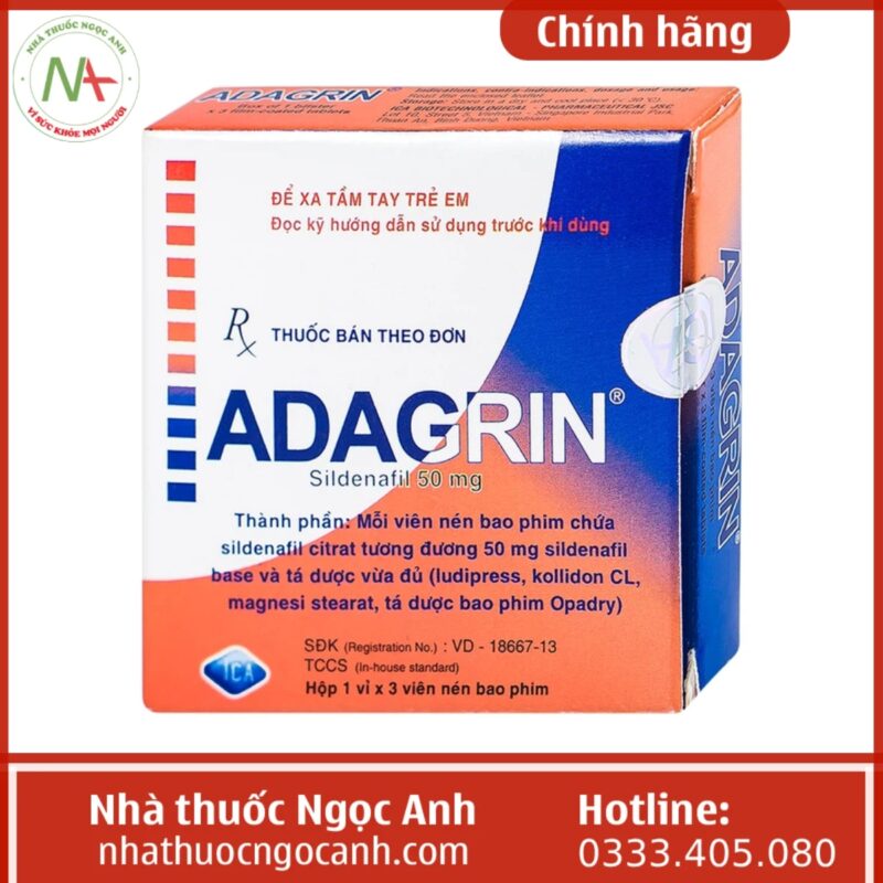 Thuốc Adagrin 50mg có tác dụng bao lâu, giá bao nhiêu, mua ở đâu