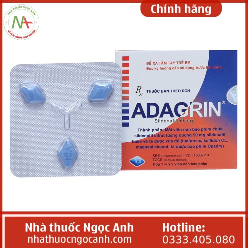 Thuốc Adagrin 50mg có tác dụng bao lâu, giá bao nhiêu, mua ở đâu