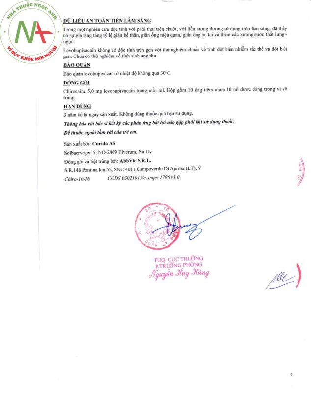 Thuốc Chirocaine: Công dụng, liều dùng, lưu ý tác dụng phụ
