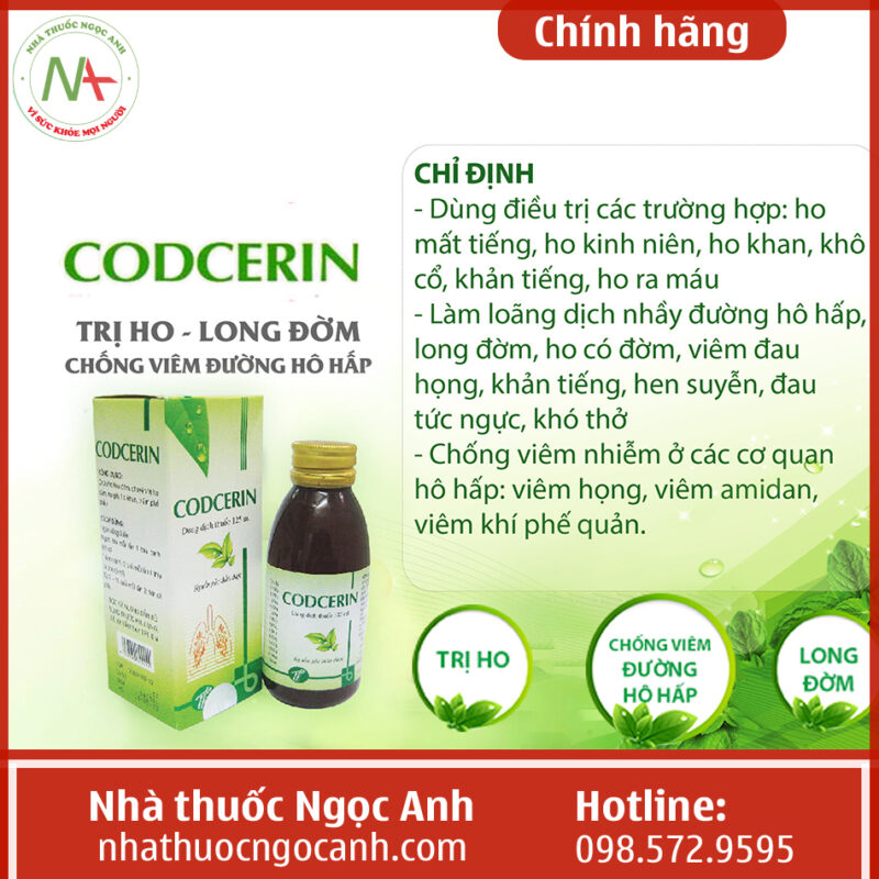 Thuốc Codcerin siro là thuốc gì, tác dụng gì, giá bao nhiêu, mua ở đâu