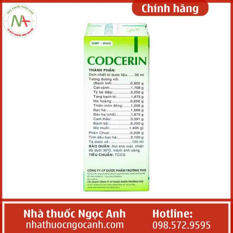 Thuốc Codcerin siro là thuốc gì, tác dụng gì, giá bao nhiêu, mua ở đâu