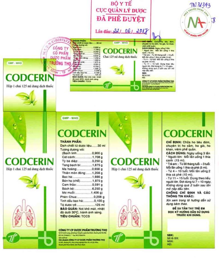 Thuốc Codcerin: Công dụng, liều dùng, lưu ý tác dụng phụ, giá bán