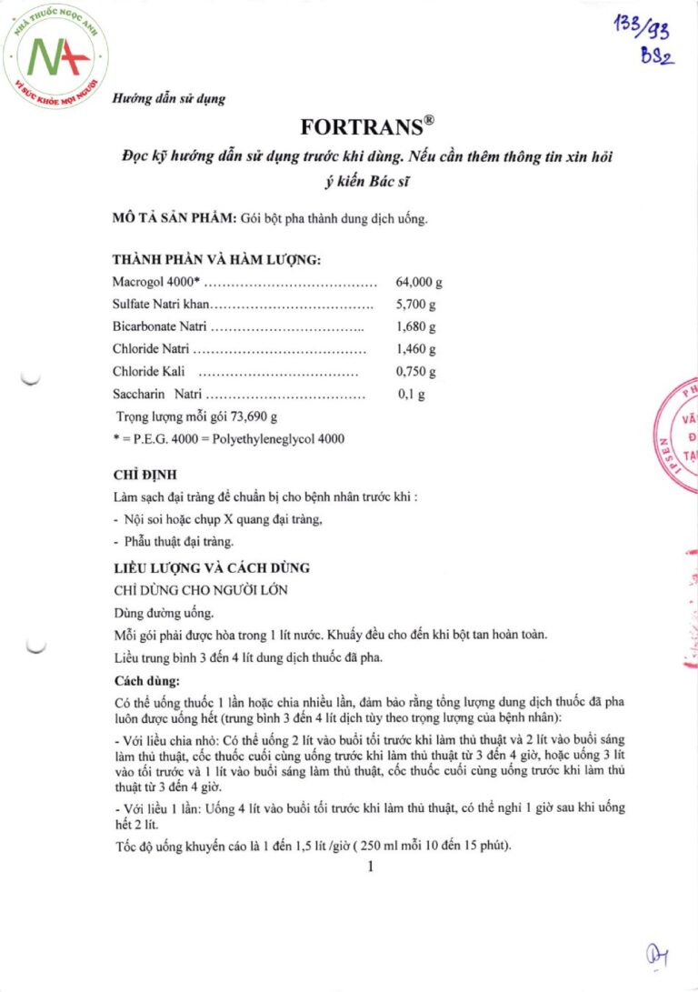 Thuốc Fortrans uống bao lâu thì đi ngoài, giá bao nhiêu, mua ở đâu