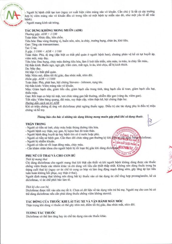 Thuốc Diclomed: Công dụng, liều dùng, lưu ý tác dụng phụ, giá bán