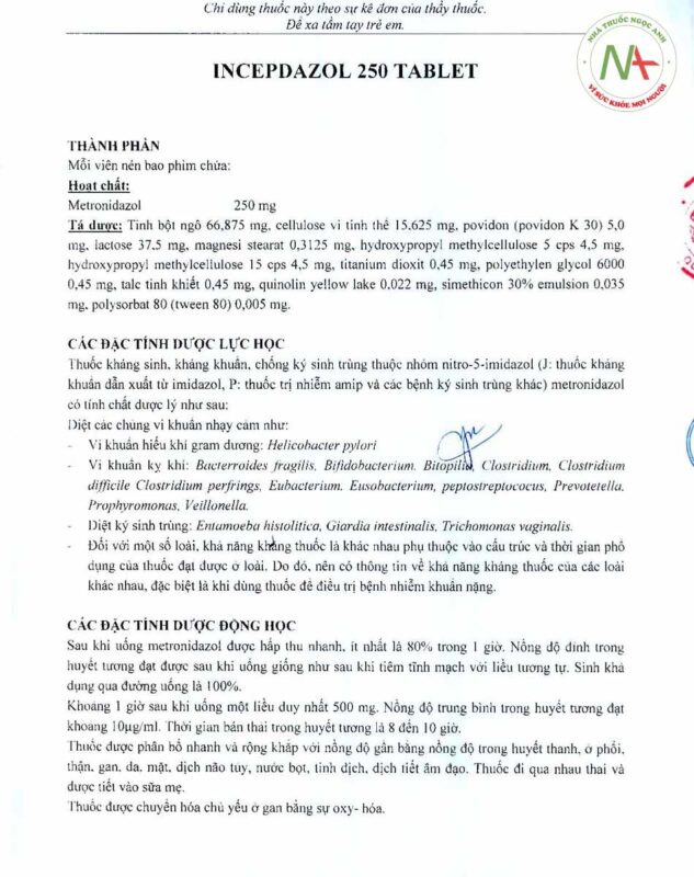 Thuốc Incepdazol 250 Tablet là thuốc gì, giá bao nhiêu, mua ở đâu