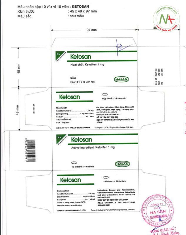 Thuốc Ketosan: Công dụng, liều dùng, lưu ý tác dụng phụ, giá bán