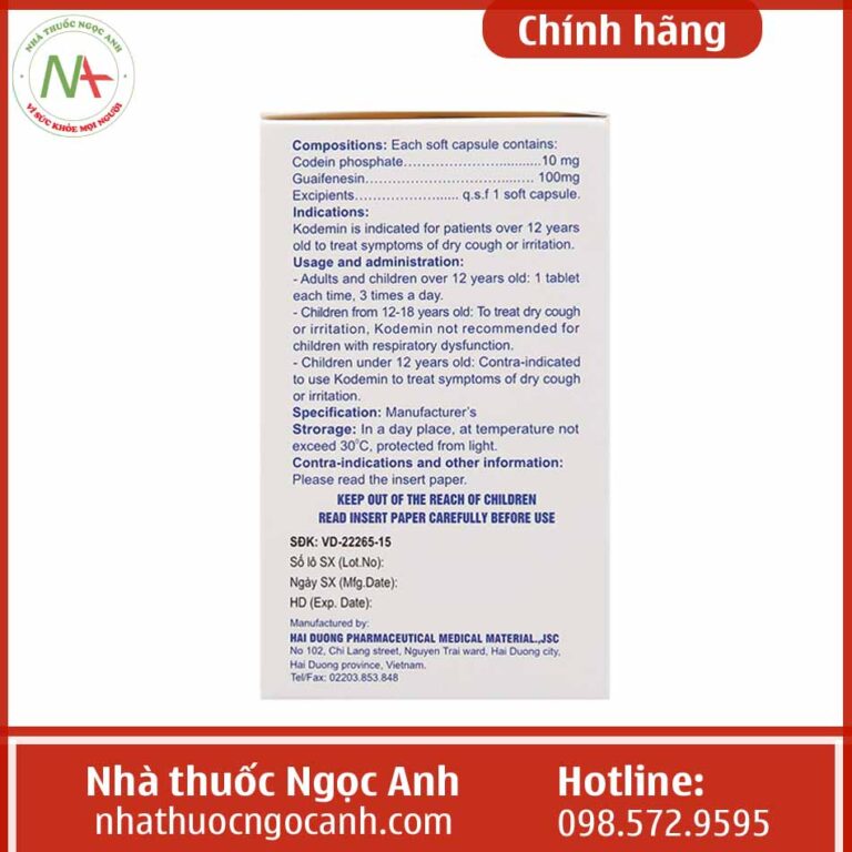 Thuốc Kodemin là thuốc có tác dụng gì, giá bao nhiêu, mua ở đâu?