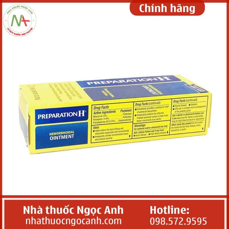 Thuốc Preparation H Ointment: Công dụng, liều dùng, tác dụng phụ