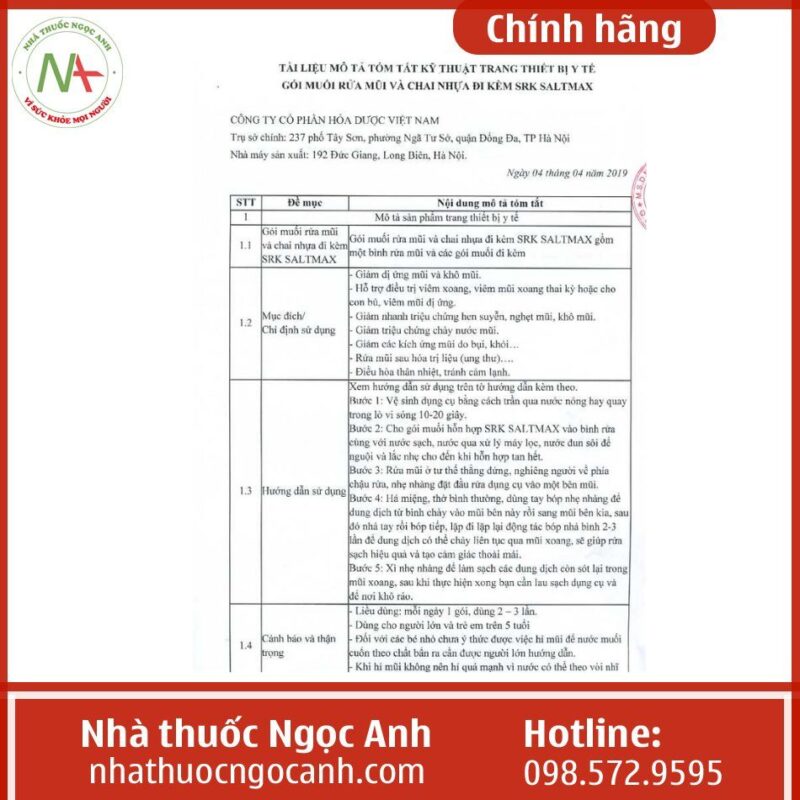 Thuốc SRK Saltmax thành phần, cách sử dụng, giá bao nhiêu, mua ở đâu