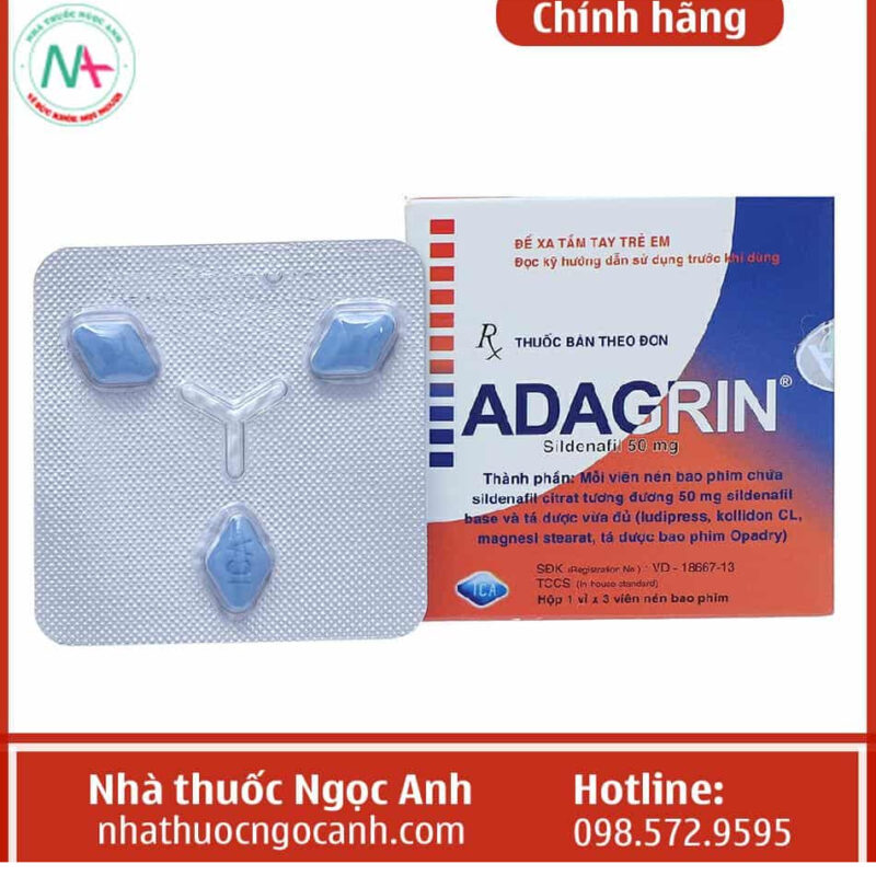 [CHÍNH HÃNG] Thuốc Adagrin 50mg điều trị rối loạn cương dương