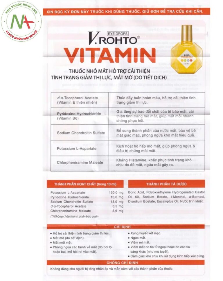 Thuốc V.rohto Vitamin: Công dụng, liều dùng, lưu ý tác dụng phụ