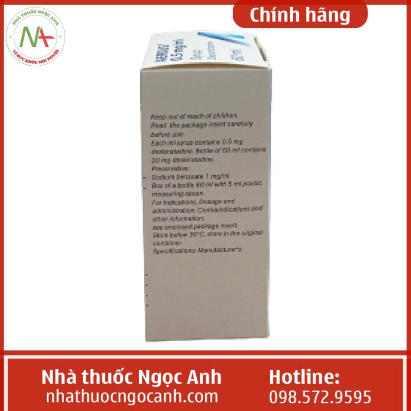 Thuốc sirô Aerius 0,5mg/ml: Công dụng, liều dùng, giá bán