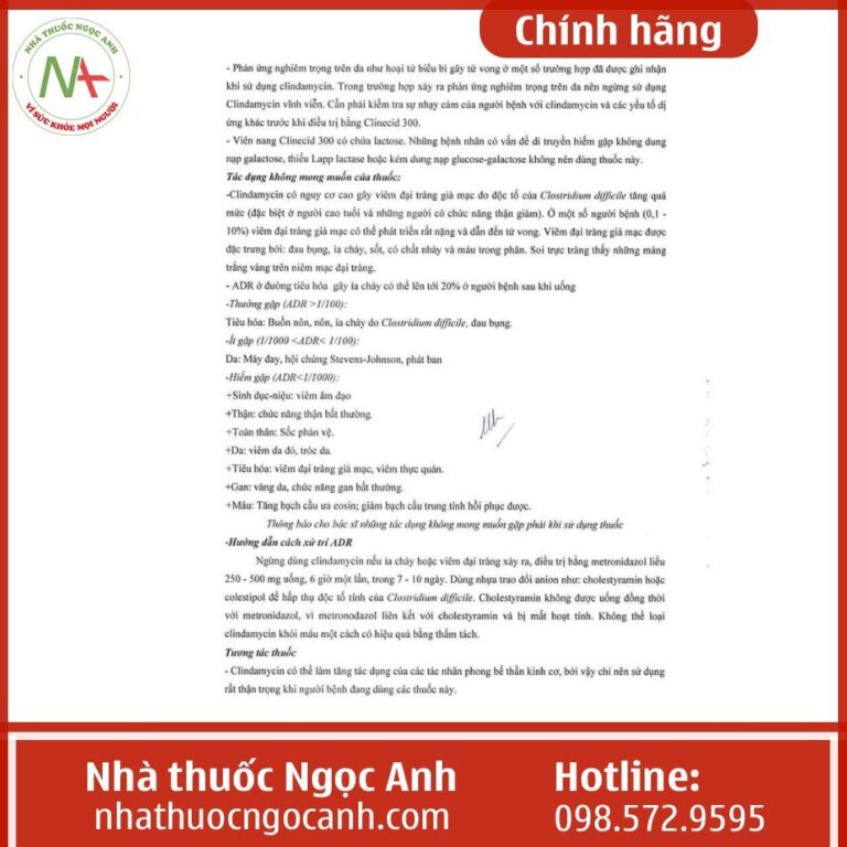 Thuốc Clinecid 300mg: Công dụng, mua ở đâu, giá bao nhiêu
