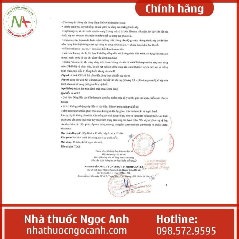 Thuốc Clinecid 300mg: Công dụng, mua ở đâu, giá bao nhiêu