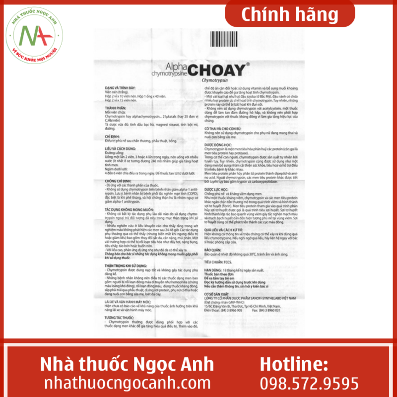 Alpha Choay là thuốc gì, mua ở đâu, giá bao nhiêu, có tác dụng gì?