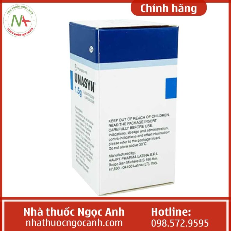 Thuốc tiêm Unasyn 1,5g: Công dụng, liều dùng, lưu ý tác dụng phụ