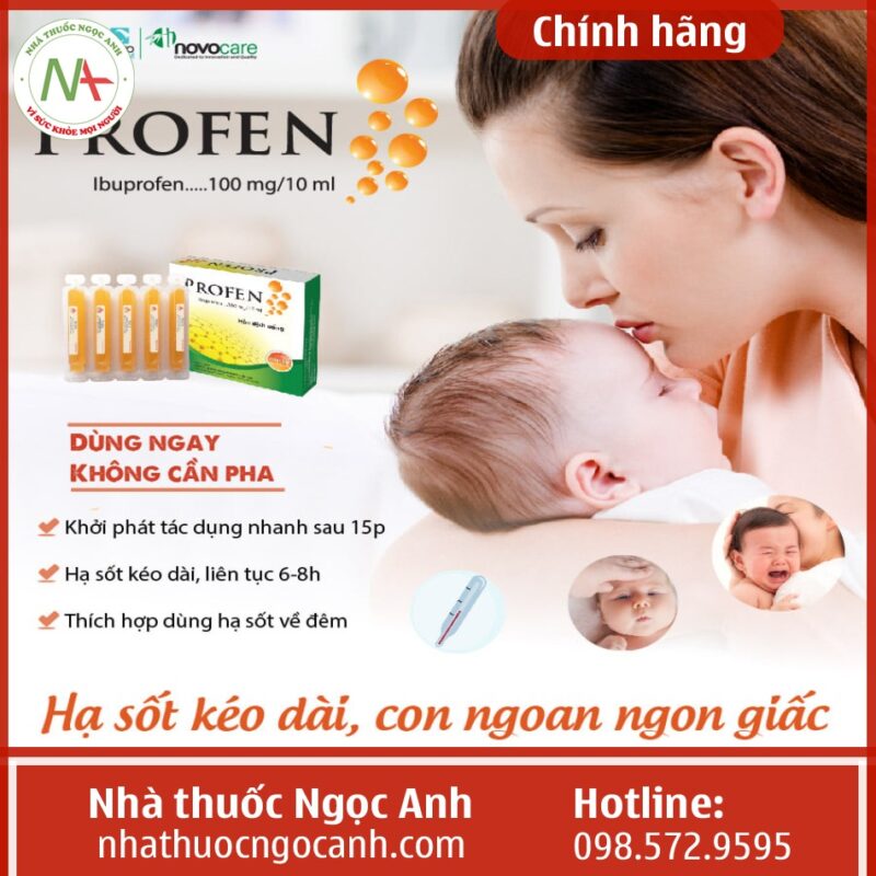 Thuốc hạ sốt Profen 100mg/10ml dạng ống giá bao nhiêu, mua ở đâu