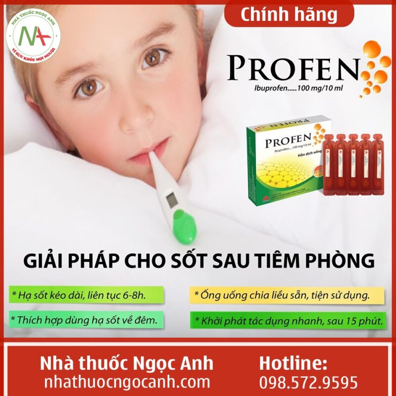 Thuốc hạ sốt Profen 100mg/10ml dạng ống giá bao nhiêu, mua ở đâu