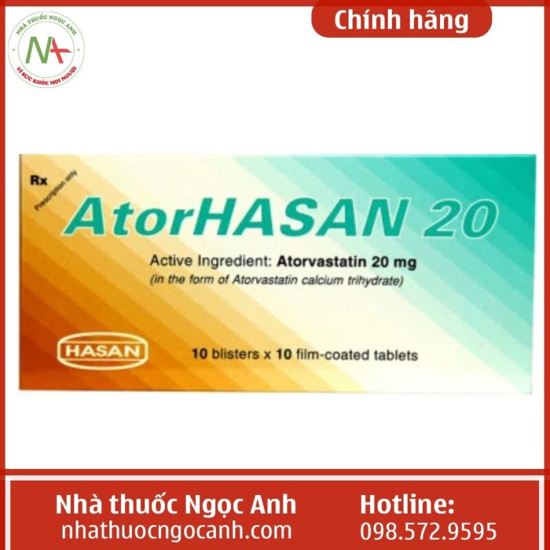 Thuốc AtorHASAN 20 là thuốc gì, có tác dụng gì, giá bao nhiêu, mua ở đâu