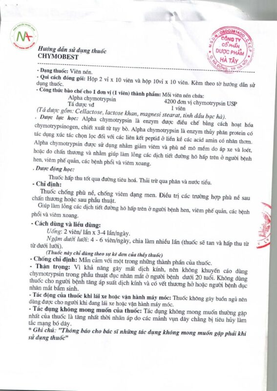 Thuốc Chymobest là thuốc gì, có tác dụng gì, giá bao nhiêu, mua ở đâu