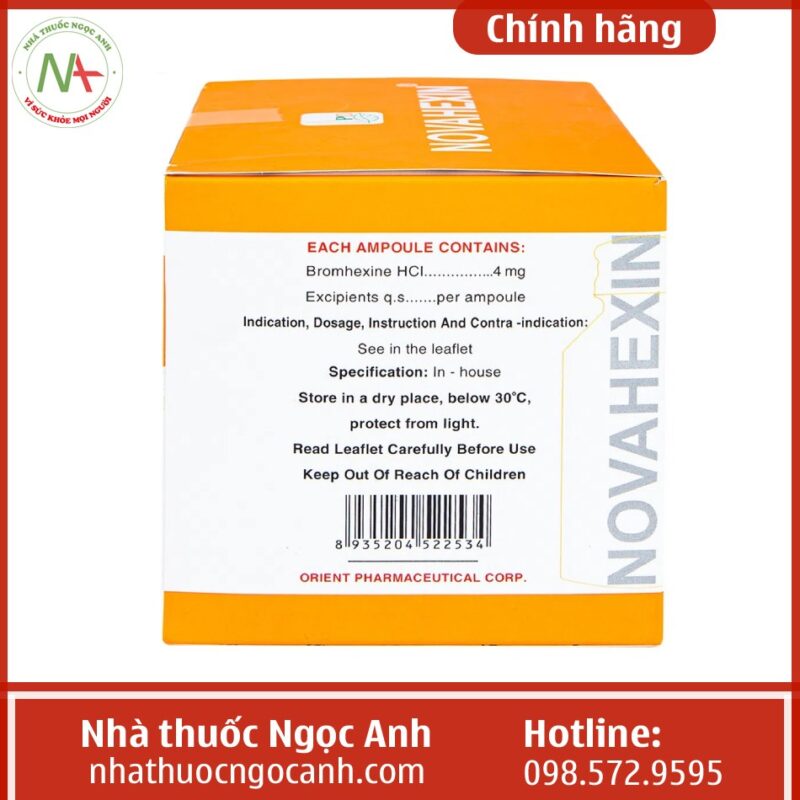 Thuốc Novahexin 5ml là thuốc gì, tác dụng gì, giá bao nhiêu, mua ở đâu