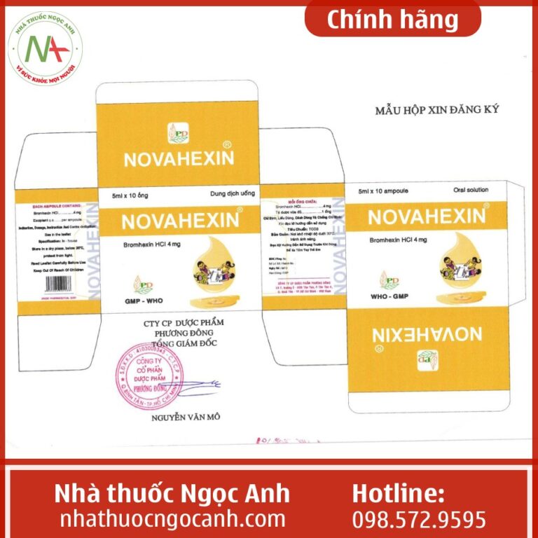Thuốc Novahexin 5ml là thuốc gì, tác dụng gì, giá bao nhiêu, mua ở đâu