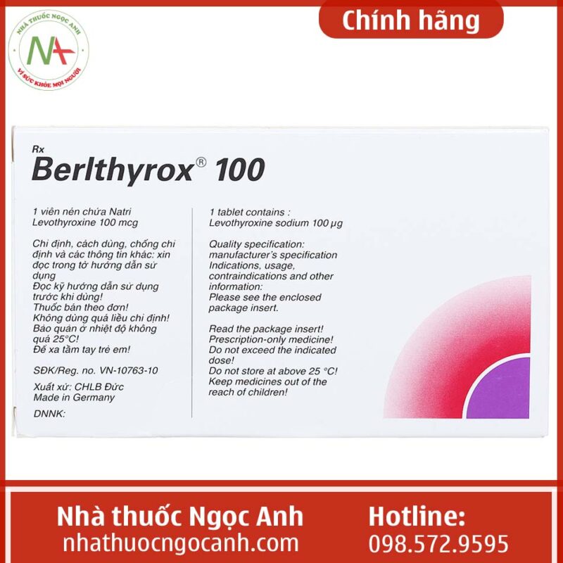 Thuốc Berlthyrox 100 uống trước hay sau ăn, giá bao nhiêu, mua ở đâu?