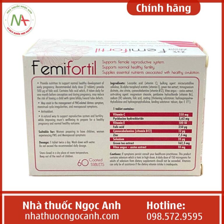 Thuốc Femifortil là thuốc gì, uống khi nào, giá bao nhiêu, mua ở đâu