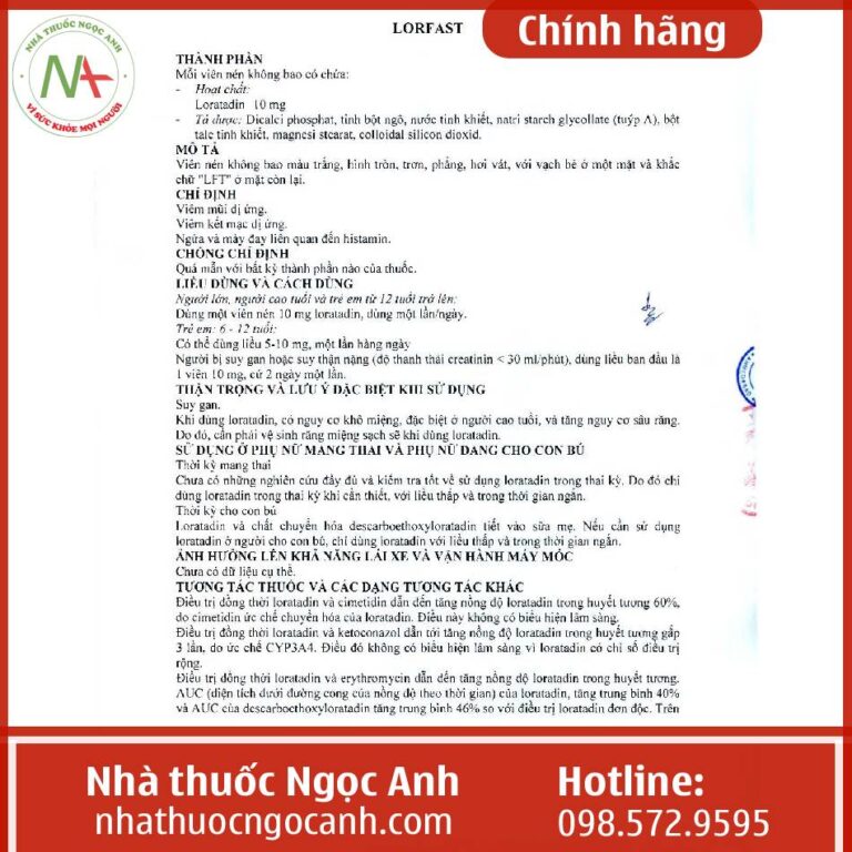 Thuốc Lorfas: Công dụng, liều dùng, lưu ý tác dụng phụ, giá bán
