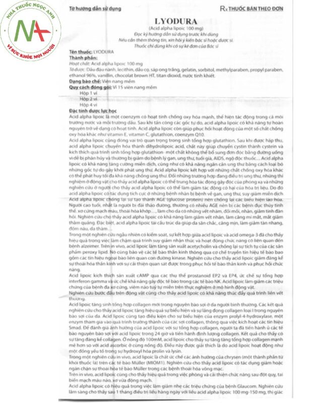 Thuốc Lyodura 100mg có tác dụng gì, giá bao nhiêu, mua ở đâu?