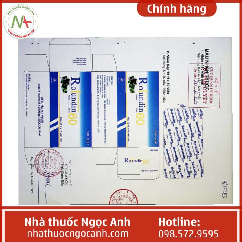 Thuốc Rotundin 60mg Donai Pharm là thuốc gì, mua ở đâu, giá bao nhiêu